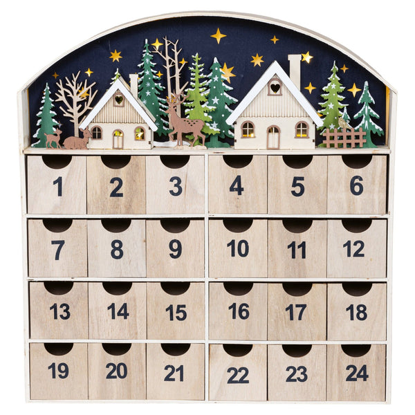 Adventskalender mit LED-Beleuchtung, 50 cm | HGD Holz-Glas-Design– saico-seiffen