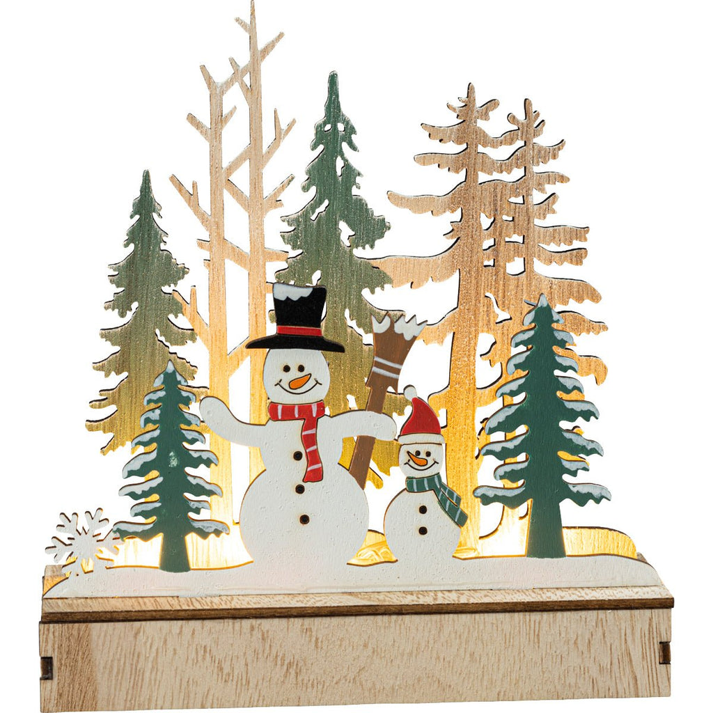 LED diorama forest with snowmen | HGD Holz-Glas-Design – saico-seiffen